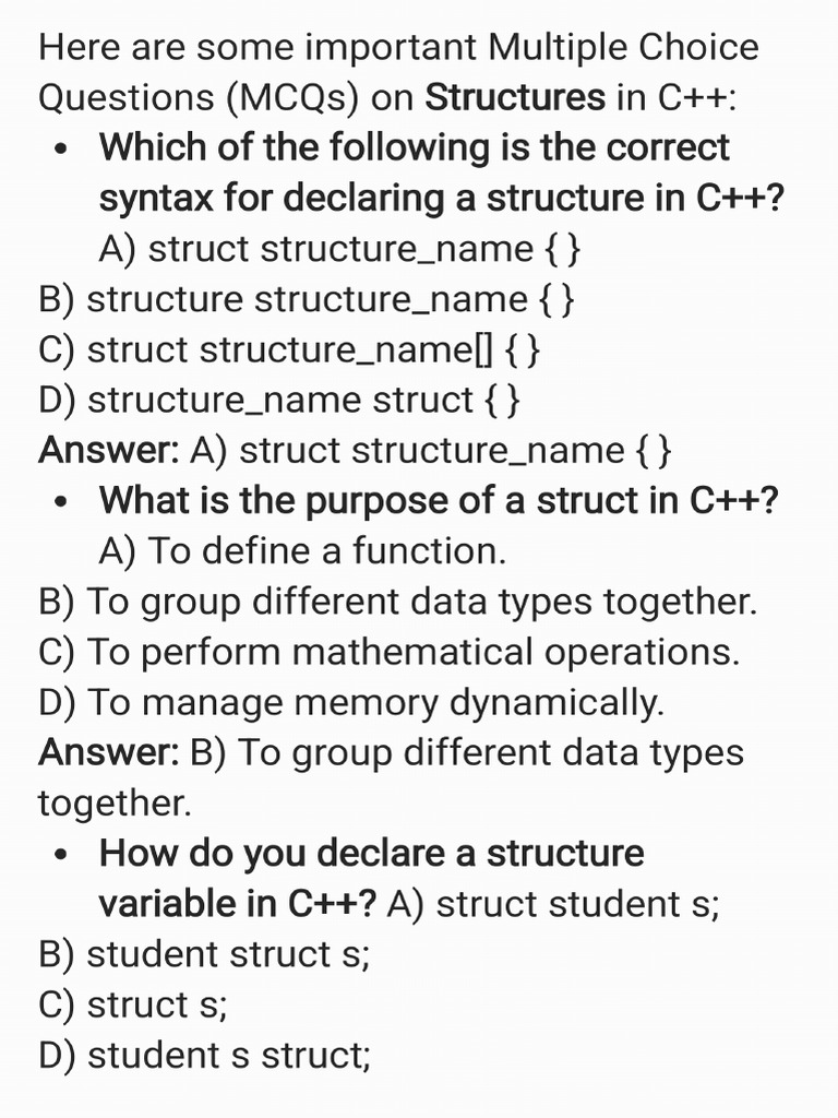 STRUCTURES Mcqs | PDF