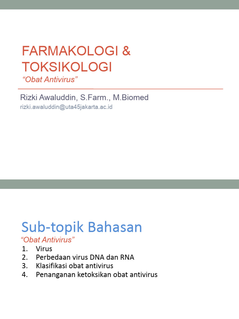 Panduan Obat Antivirus dan Ketoksikan | PDF