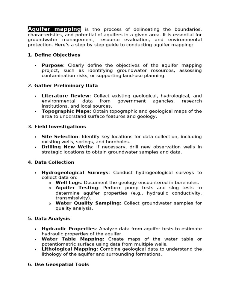 Aquifer Mapping Concept | PDF | Aquifer | Hydrogeology Aquifer Mapping Concept | PDF | Aquifer | Hydrogeology