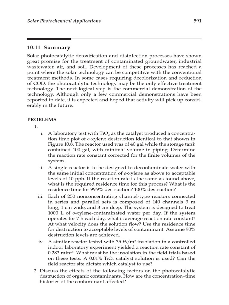 Excercise 1 - Solar Photochemical Applications | PDF | Catalysis ...