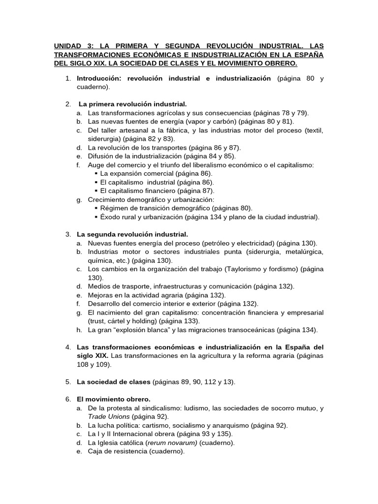 UNIDAD 3 La I y II RI Transformaciones Econónias Esp. Sociedad de ...