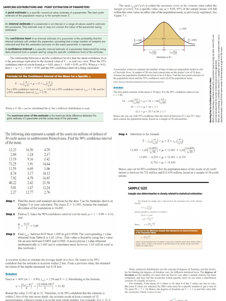 Sampling Distributions And Point Estimation Of Parameters Pdf Sample Size Determination