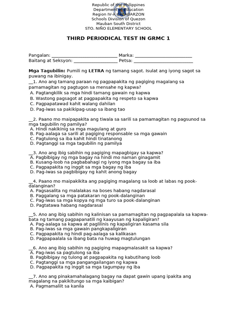 For Print GRMC 1 - PT - Q3 | PDF