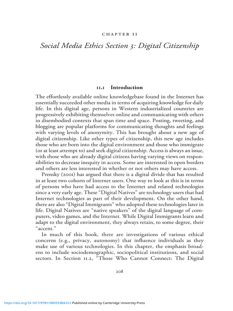 Social Media Ethics Section 3 Digital Citizenship | PDF