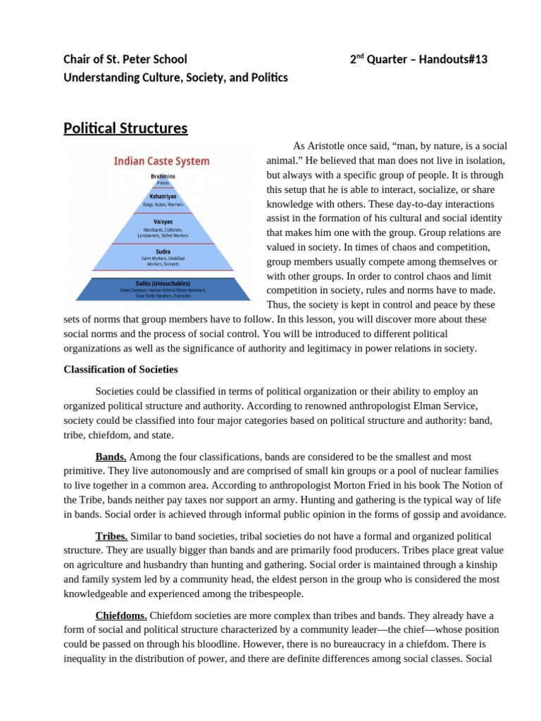 UCSP #13 Handout | PDF | State (Polity) | Power (Social And Political)