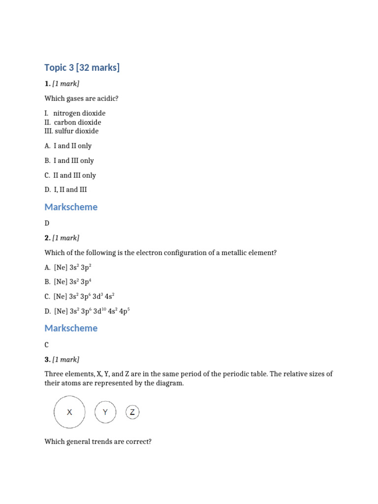 Topic 3 Periodicity | PDF | Periodic Table | Chlorine