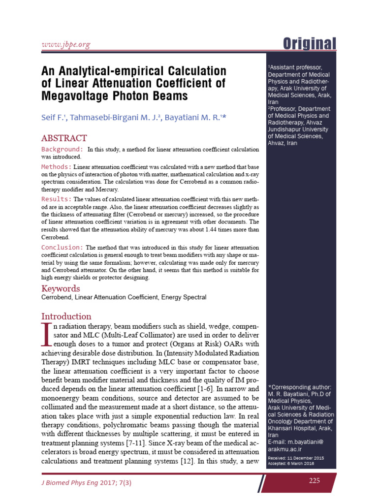 An Analytical-Empirical Calculation of Linear Atte | PDF | Attenuation ...