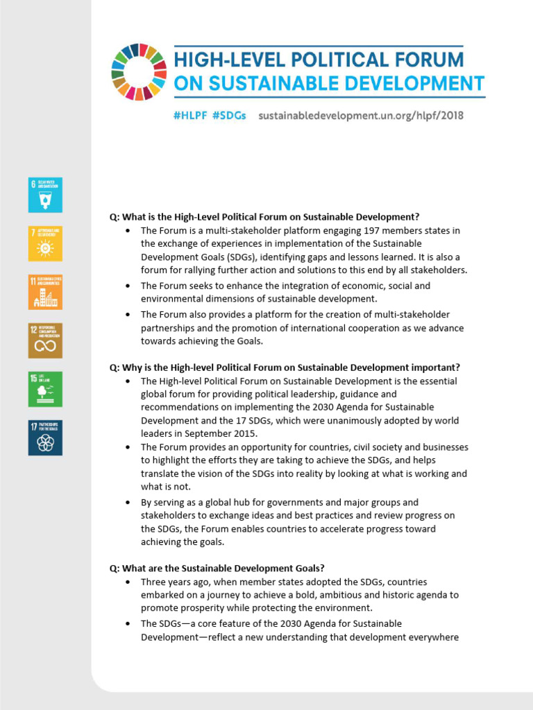 High-Level Political Forum on SDGs Explained | PDF | Sustainability ...