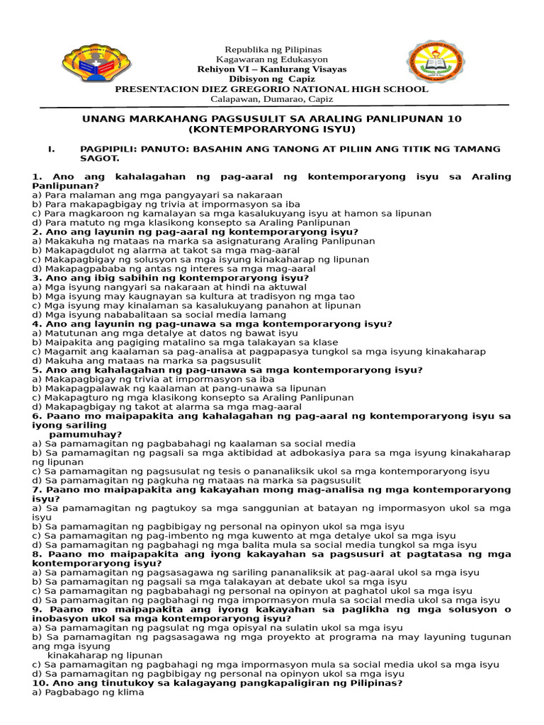 Ap10 1st Quarter PT | PDF