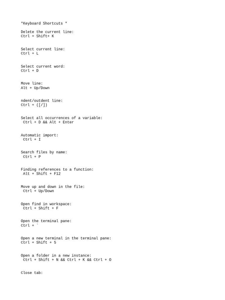 Essential VS Code Keyboard Shortcuts | PDF
