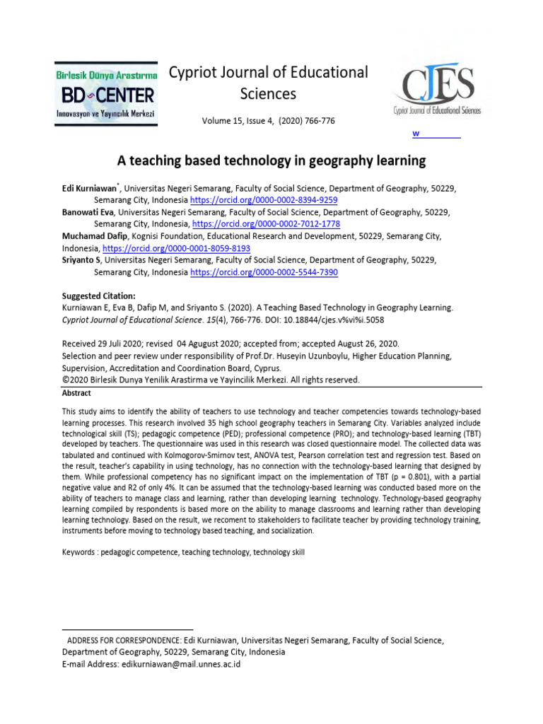 A Teaching Based Technology in Geo Learning | PDF