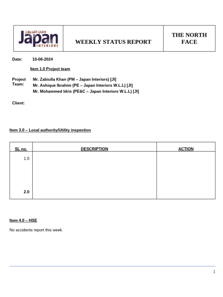 North Face Project Status Report 2024 | PDF | Manufactured Goods | Building