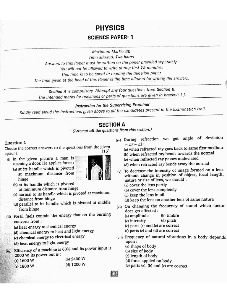 PHYSICS Sample Question Paper ICSE 2025 | PDF