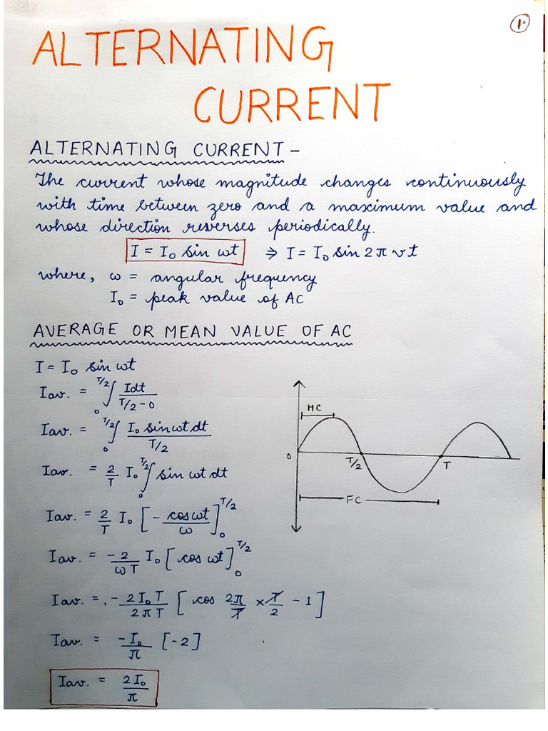 Alternating Current Notes | PDF