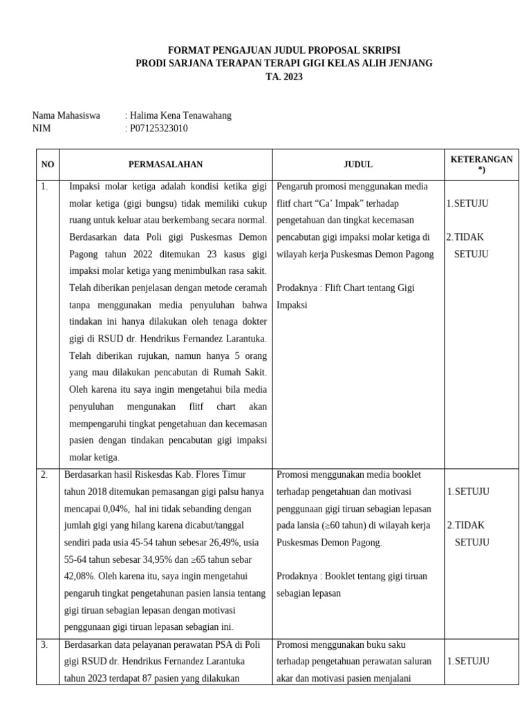 Pengajuan Judul Proposal Skripsi 3 | PDF