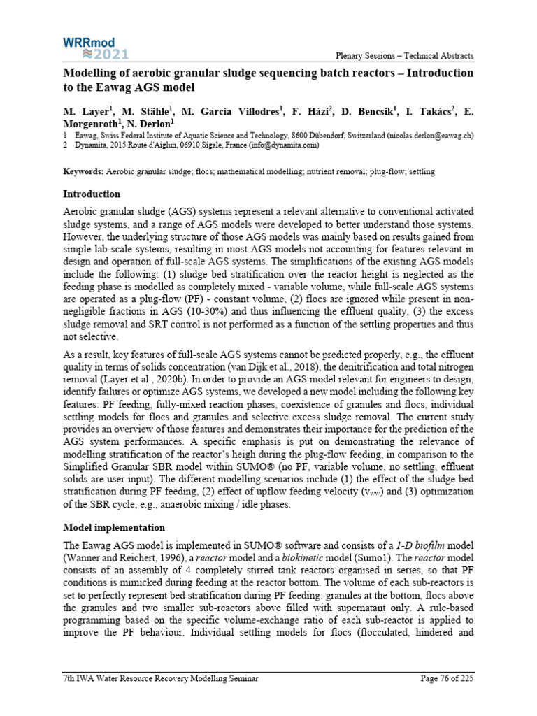 Modelling of Aerobic Granular Sludge Sequencing Batch Reactors | PDF | Anaerobic Digestion | Nitrate
