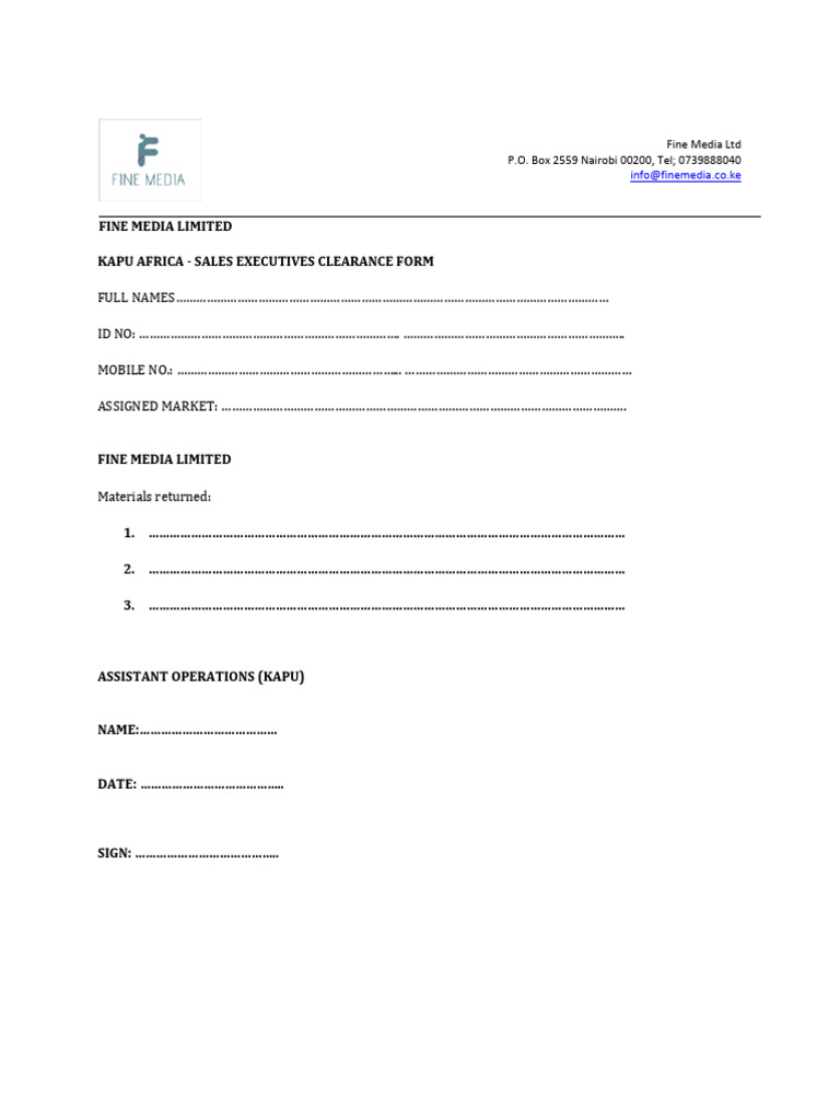 KAPU Clearance Form | PDF