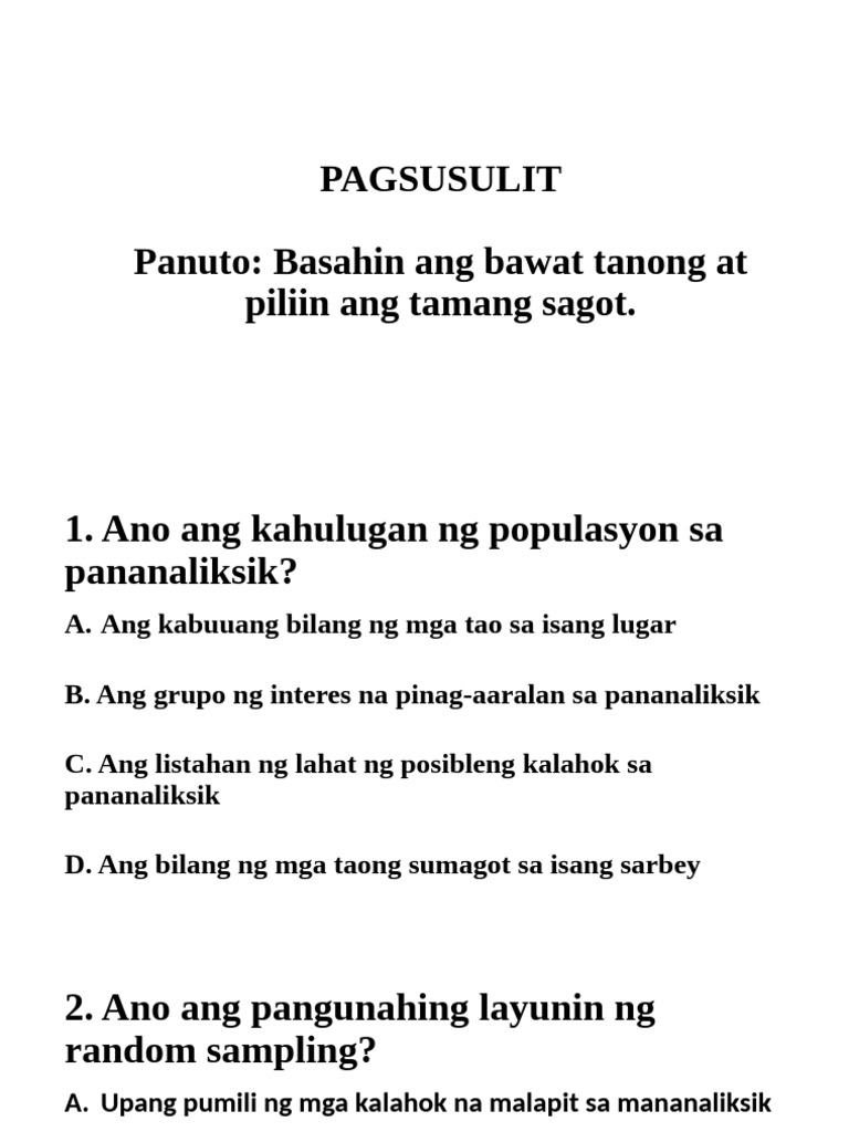 Pagsusulit Sa Pagpapatuloy | PDF