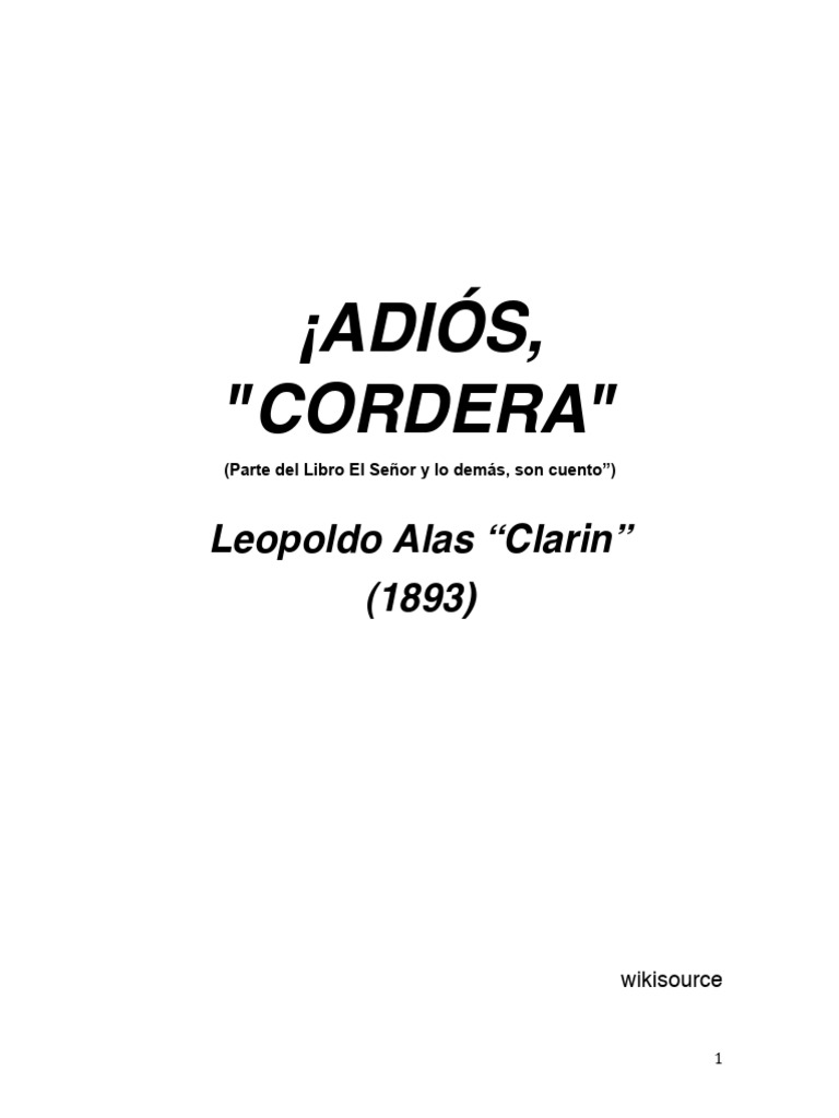 ¡Adiós, Cordera! | PDF