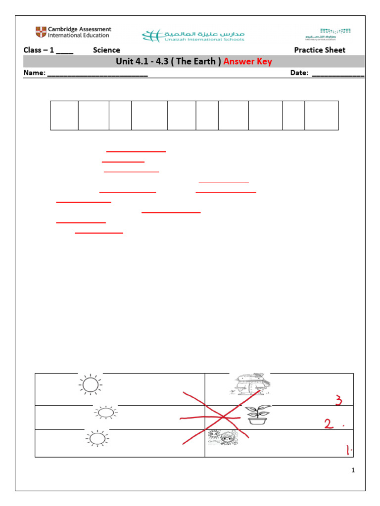 Grade 1 Earth Science Worksheet | PDF | Earth | Sun