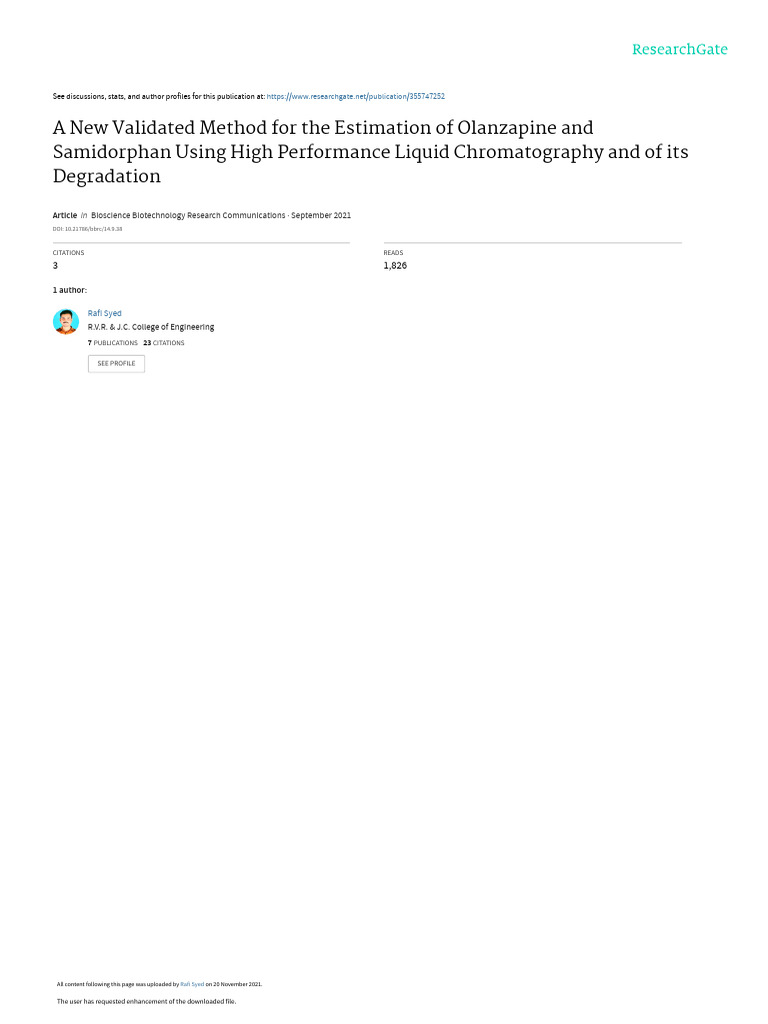 HPLC Method for Olanzapine and Samidorphan | PDF | High Performance ...