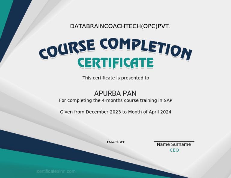 SAP Training Certificate 2023-24 | PDF
