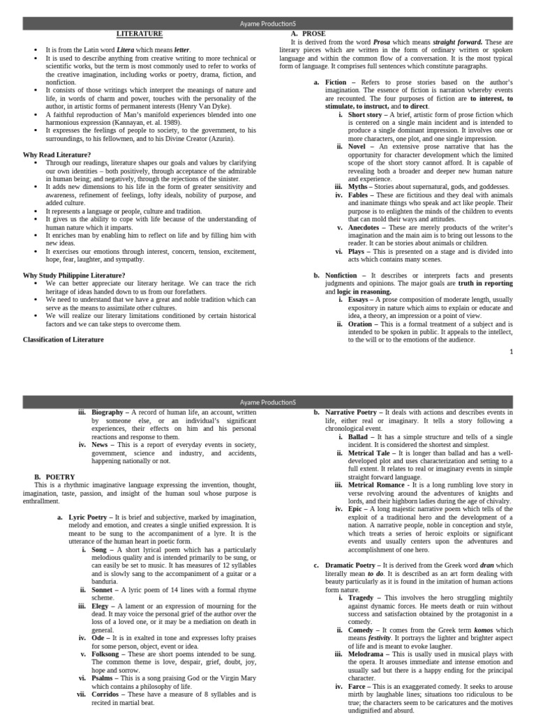 21ST-CL-REVIEWER | PDF | Poetry | Narrative