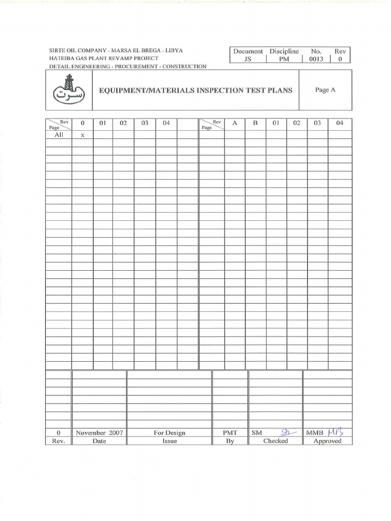 PM-0013 Equipment-Materials Inspection Test Plan | PDF