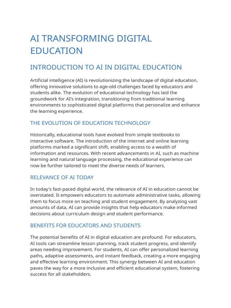 AI Transforming Digital Education | PDF | Artificial Intelligence | Intelligence (AI) & Semantics