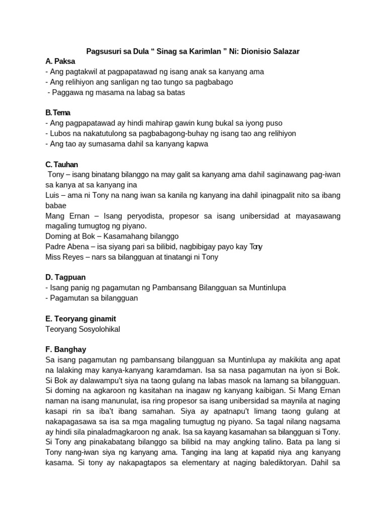 Group 9 Sinag Sa Karimlan | PDF