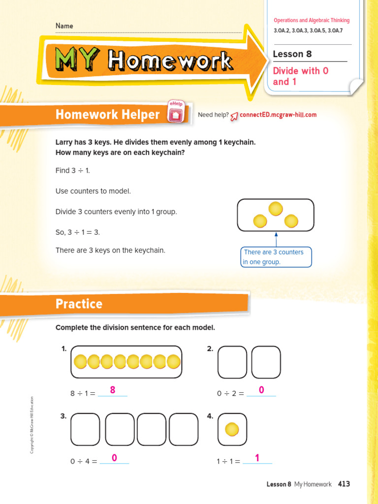Q3 Quiz 2 Review - 7.8 Divide by 0 and 1 - Practice Sheet Answer Key | PDF