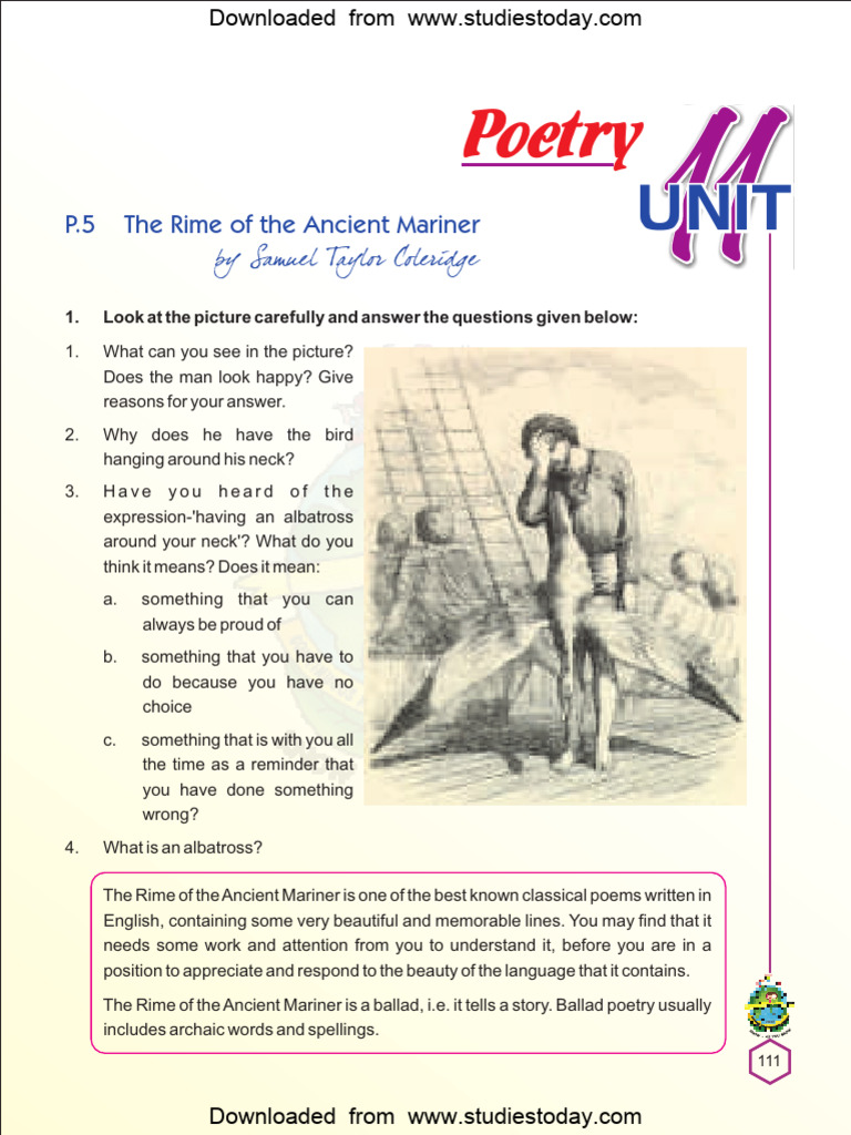CBSE Class 10 Poetry The Rime of The Ancient Mariner | PDF