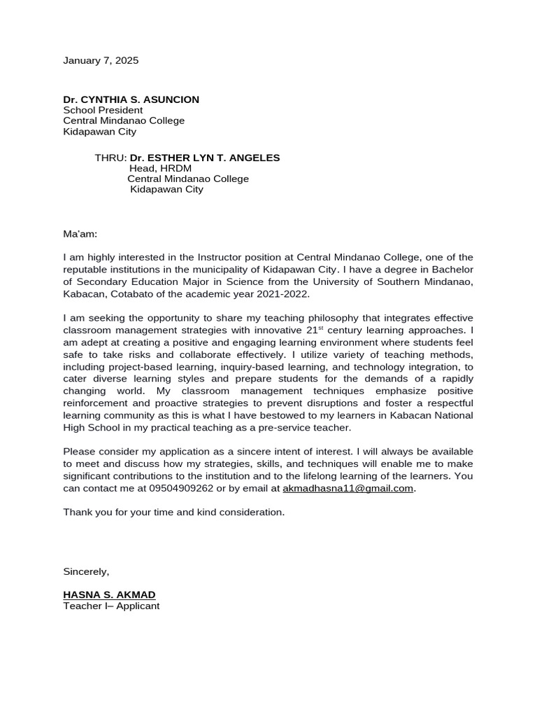 Application Letter | PDF