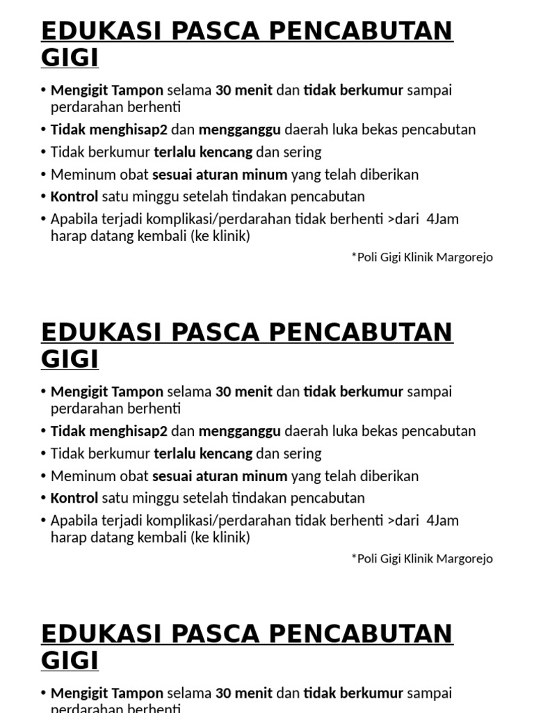 Panduan Pasca Cabut Gigi | PDF