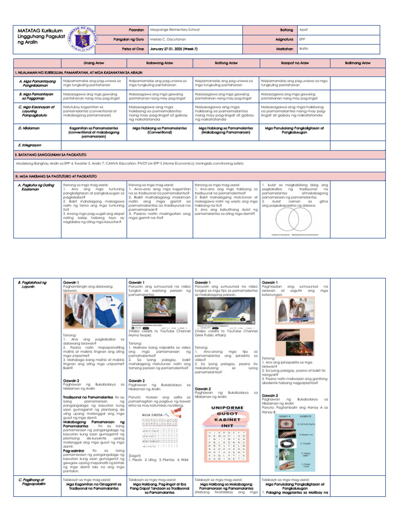 Q3 W8 Epp4 Matatag | PDF