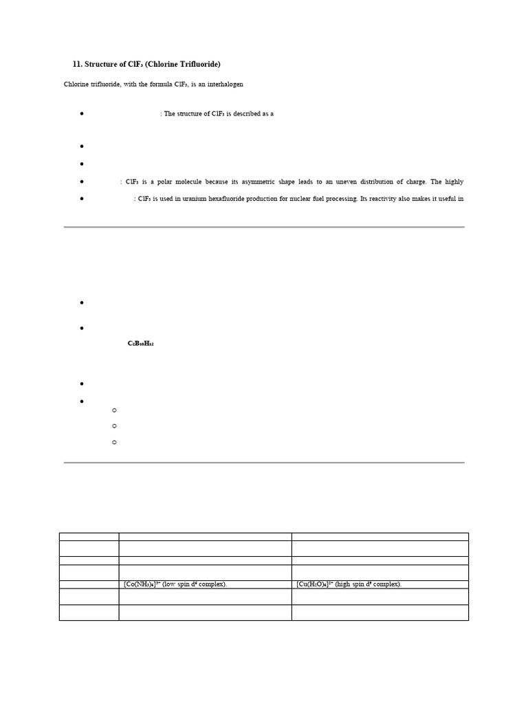 Q-11. Structure of CLF (Chlorine Trifluoride) | PDF | Coordination ...