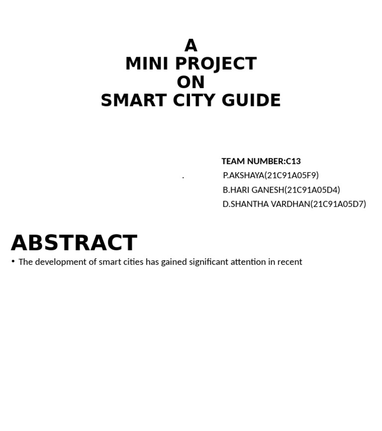 A Mini Project ON Smart City Guide | PDF
