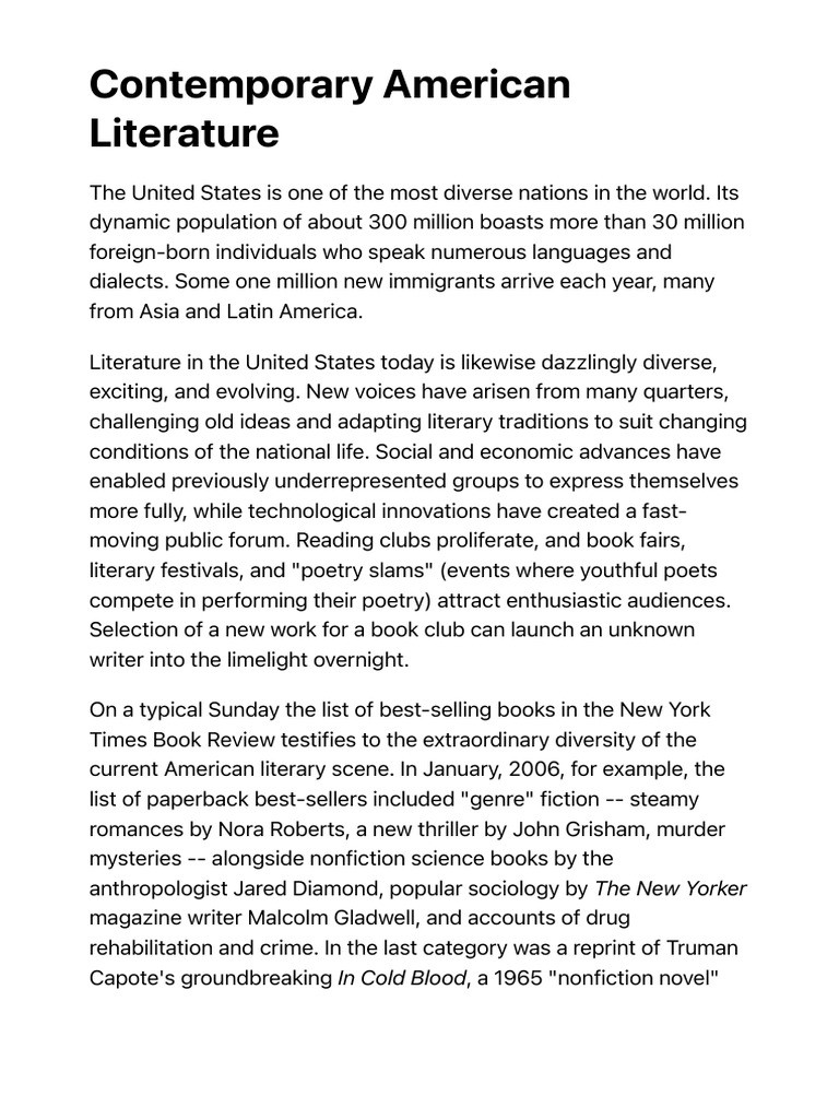 U.S. LIFE Arts and Entertainment Literature Outline of American ...