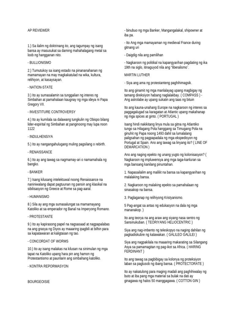 AP REVIEWER - 3RD QUARTER | PDF