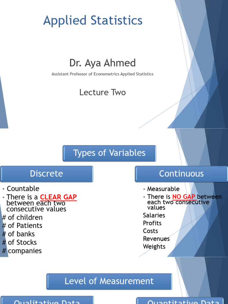 Lecture 1 - part 2 - Tabulation & Graphical Presentation | PDF | Mean | Level Of Measurement