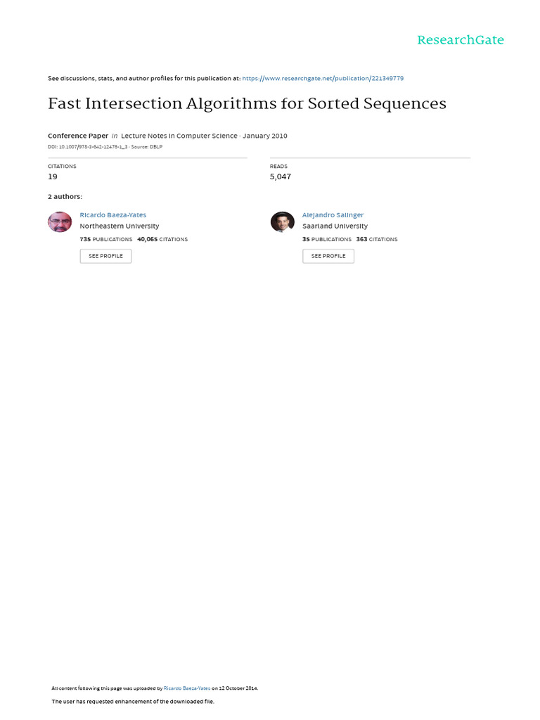 Fast_Intersection_Algorithms_for_Sorted_Sequences | PDF | Algorithms | Theoretical Computer Science