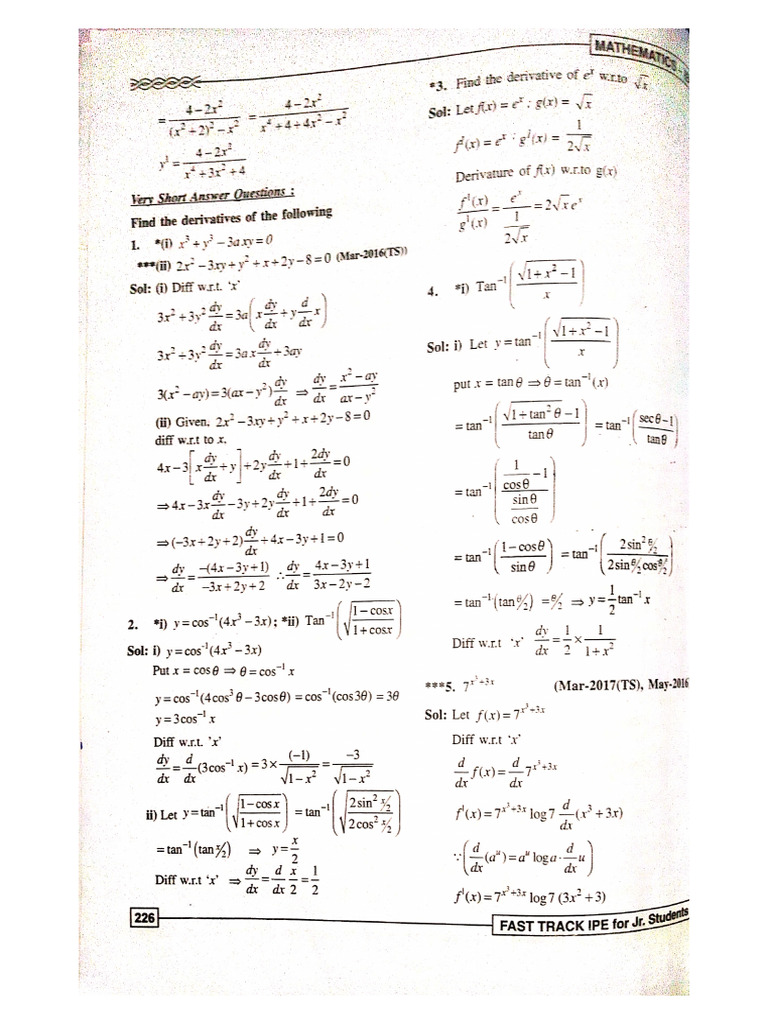 Differentiation 2marks Maths 1b | PDF