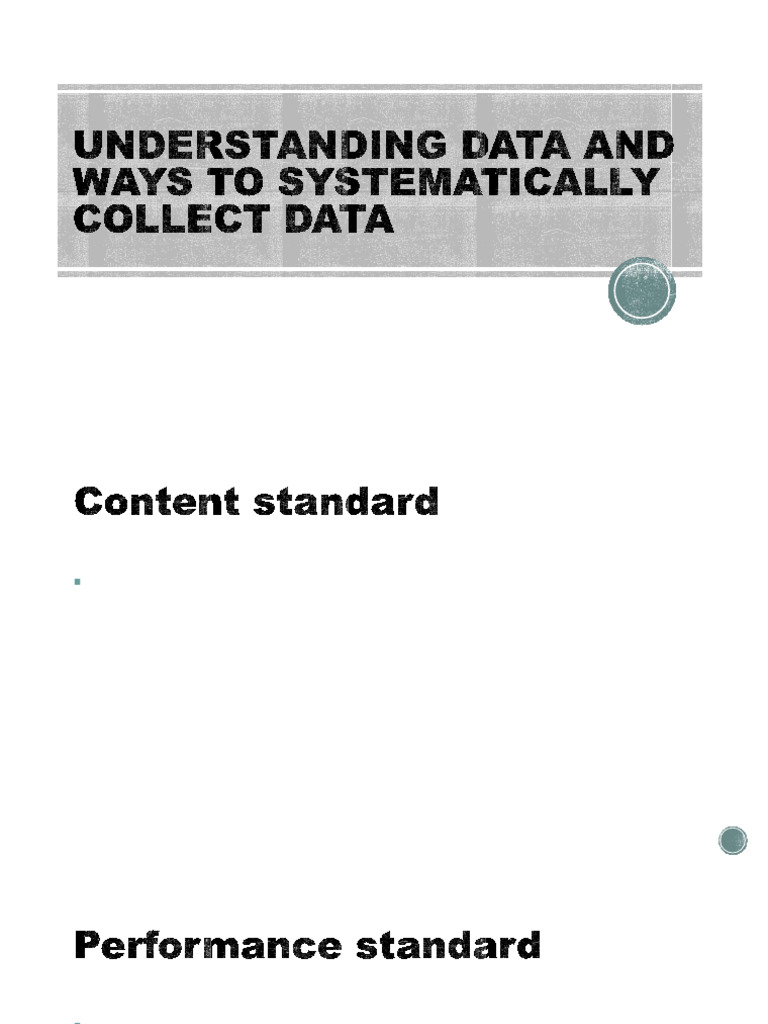 Understanding Data and Ways To Systematically Collect Data | PDF | Sampling (Statistics ...