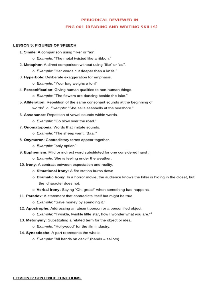 ENG001 REVIEWER (PERIODICAL) | PDF | Sentence (Linguistics) | Semantic ...
