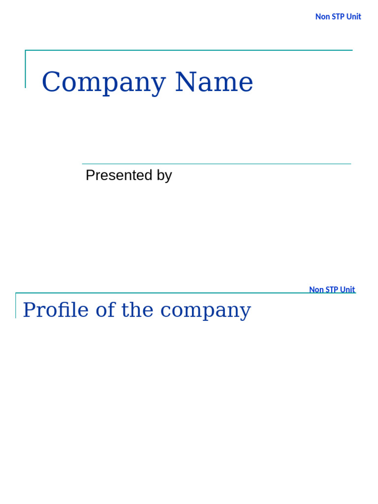 Non STP Unit Company Profile Overview | PDF