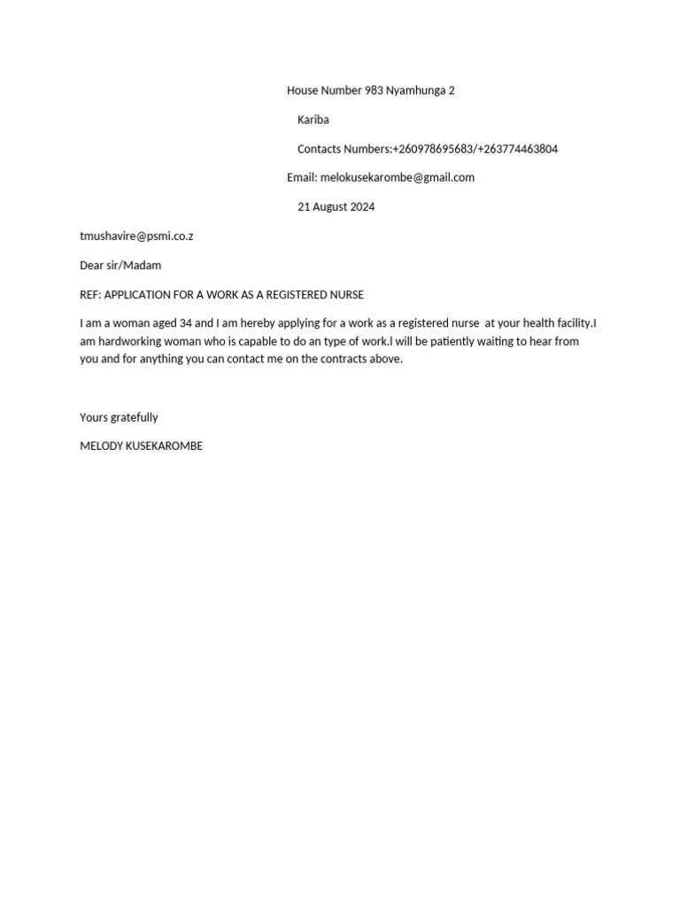 Registered Nurse Job Application | PDF