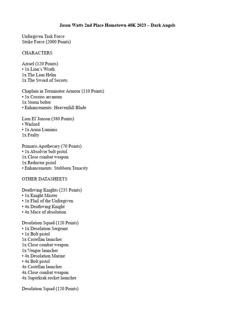 Jason-Watts-2nd-Place-Hometown-40K-2023-–-Dark-Angels | PDF