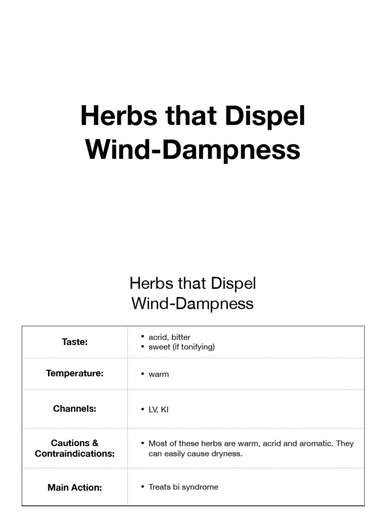 Herbology 2 Flashcards - Color - Herbs That Dispel Wind-Dampness | PDF ...