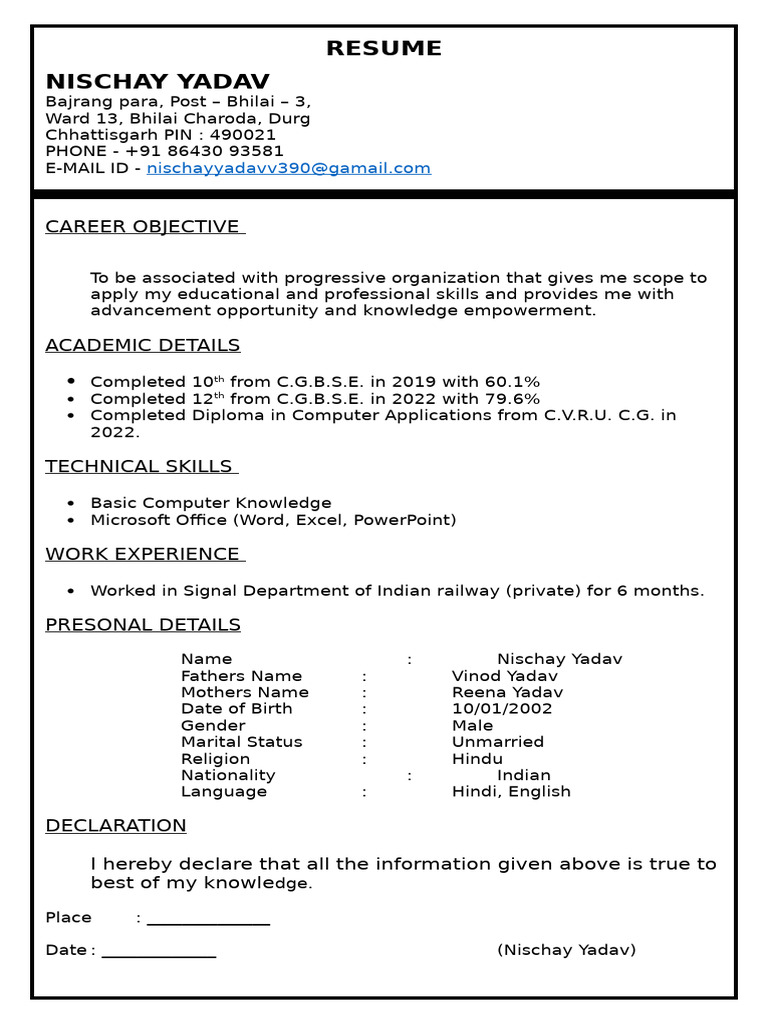 Nischay Resume | PDF