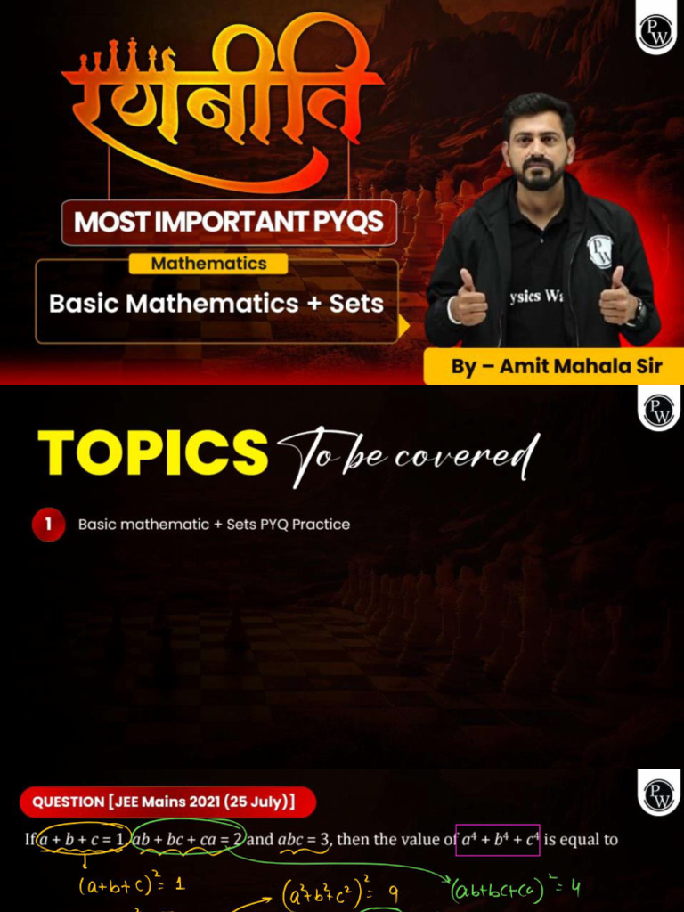 Basic Mathematics + Sets - Class Notes | PDF